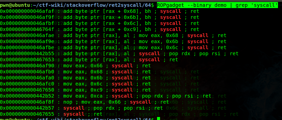 stackoverflow之ret2syscall