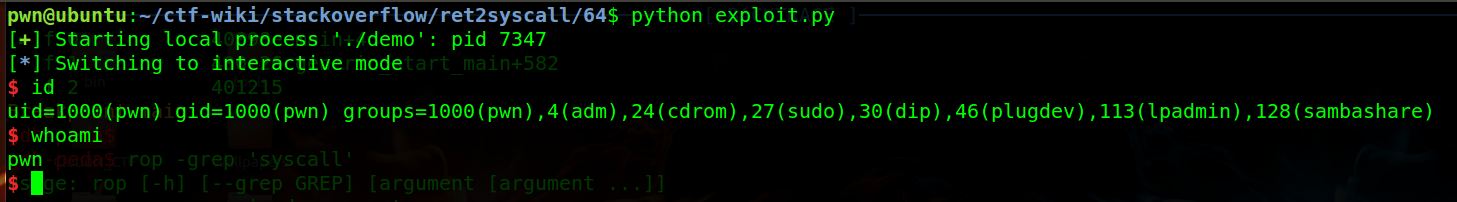 stackoverflow之ret2syscall
